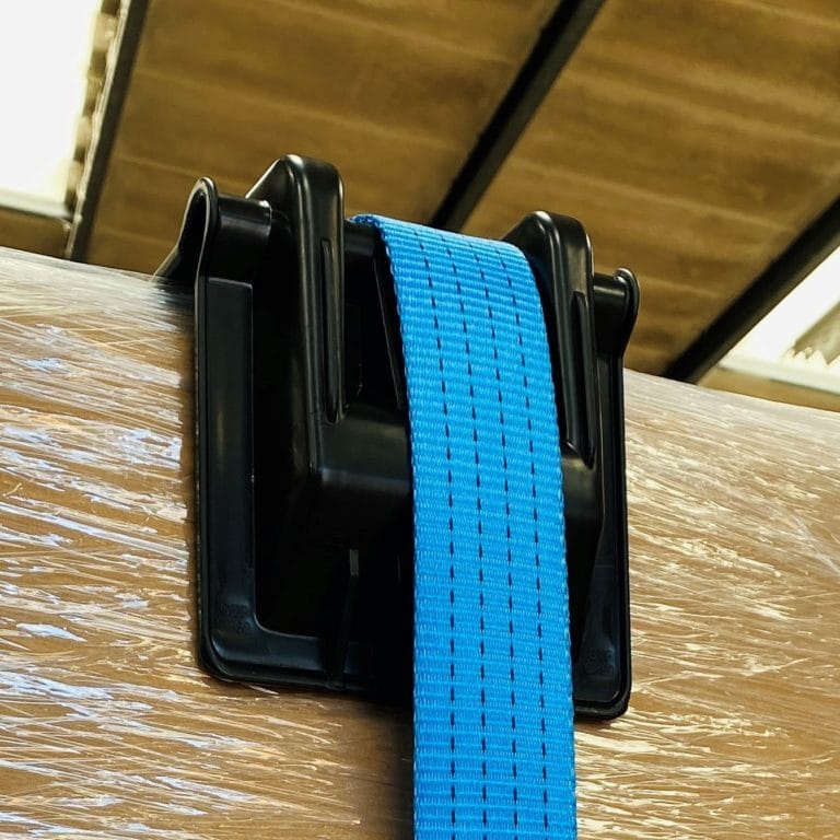 Cargo securing components used in the manufacture of cargo straps.