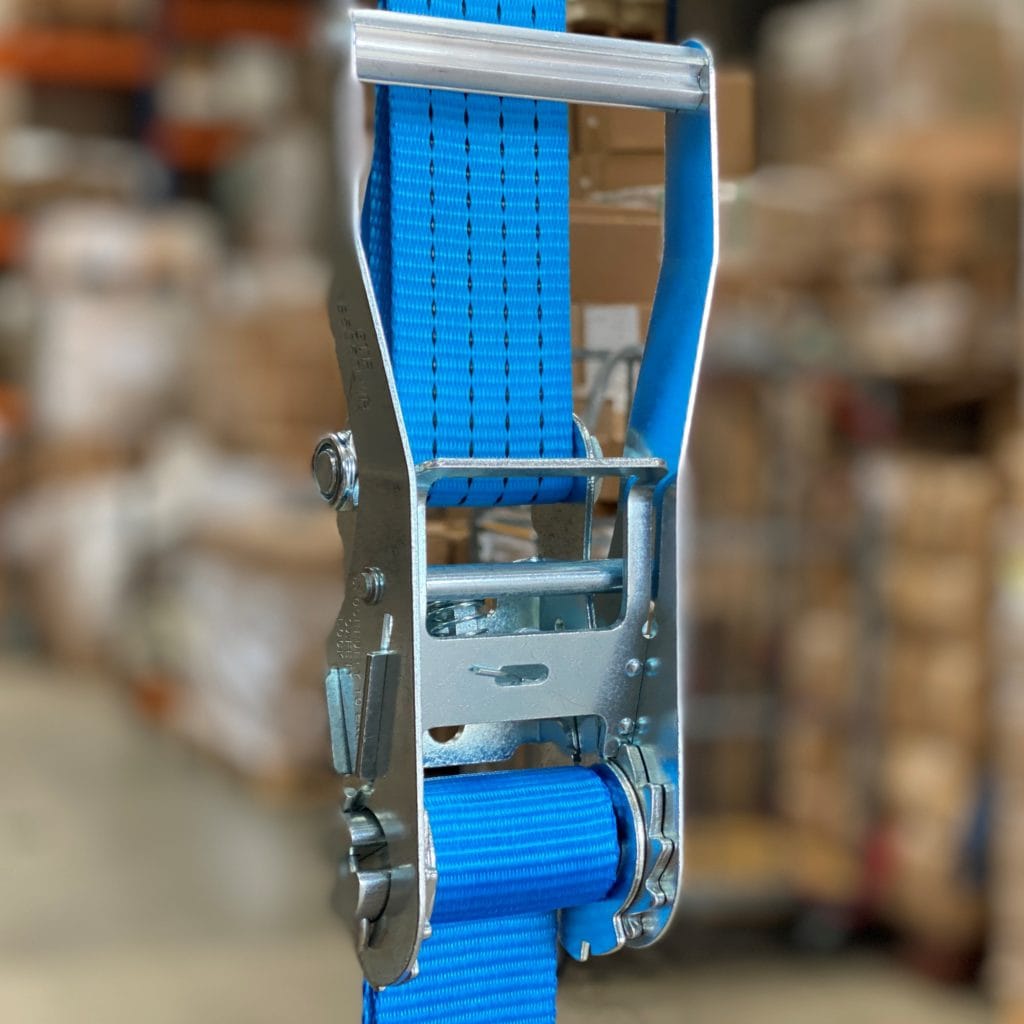 Cargo securing components used in the manufacture of cargo straps.